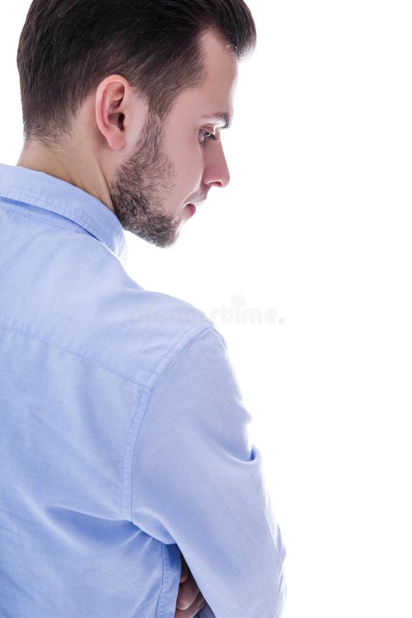 Profile View of Young Sad Man Thinking about Something Stock Photo ...