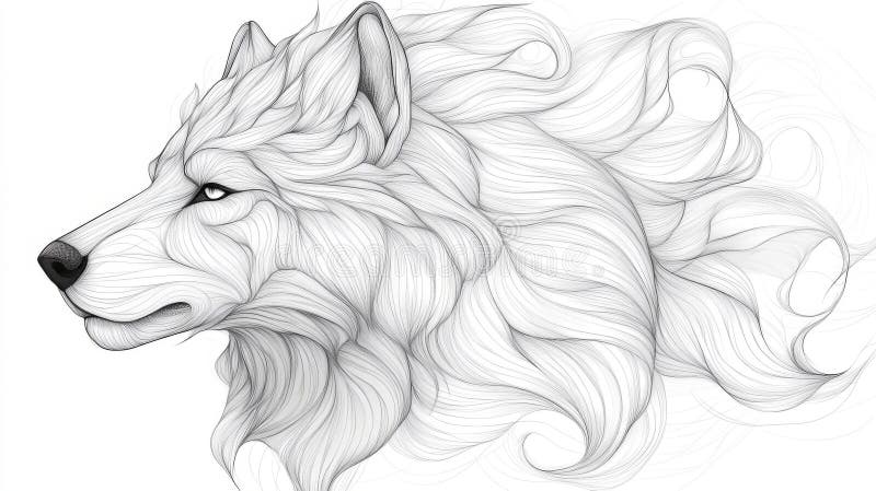 Profile of a Wolf in Black and White Stippling Stock Illustration ...