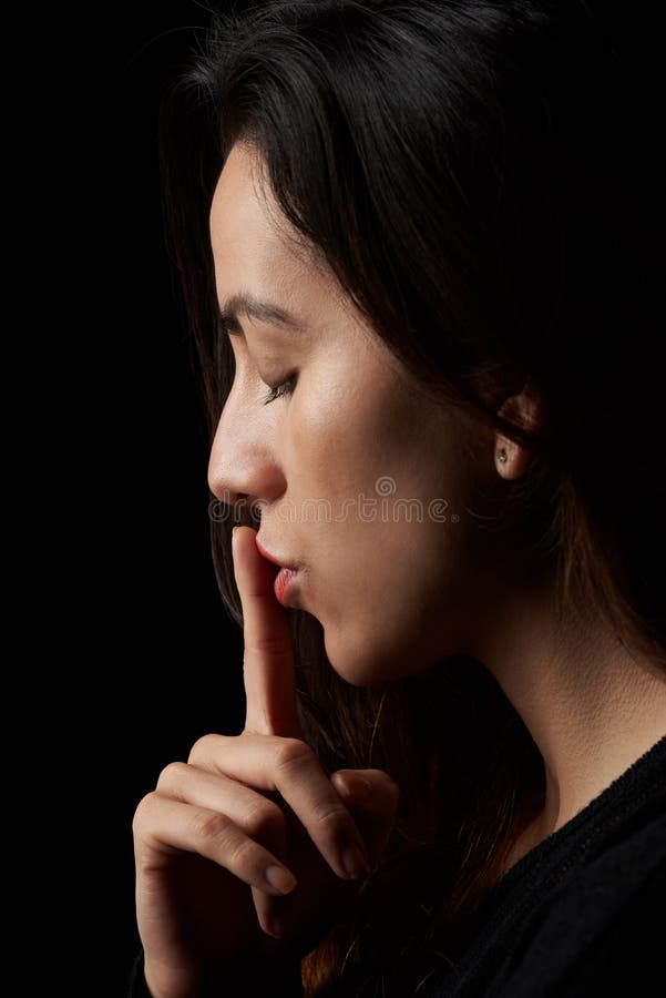 Profile of Woman with Finger Stock Image - Image of face, finger: 76164293