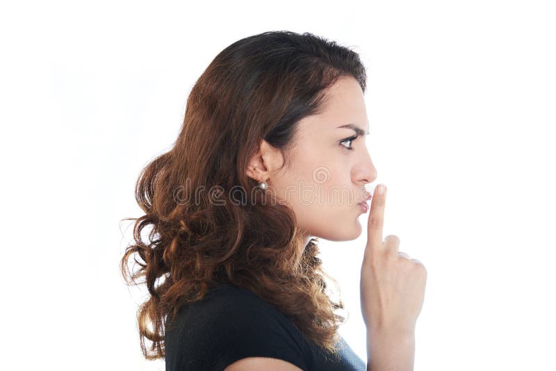 Profile of Woman Making Shh Sign Stock Image - Image of female ...