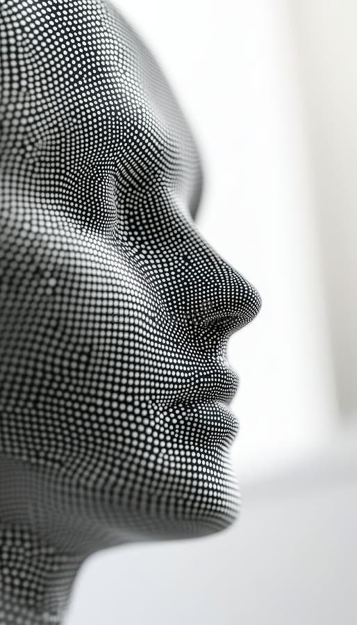 Profile of a Womans Face Constructed from 3D Printed Mesh Structure in ...