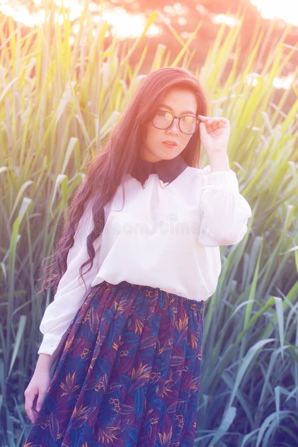 Profile of a Young Asian Woman Look Stock Photo - Image of handcarves ...