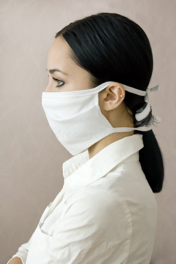 The Profile of Young Girl in a Medical Mask Stock Image - Image of girl ...