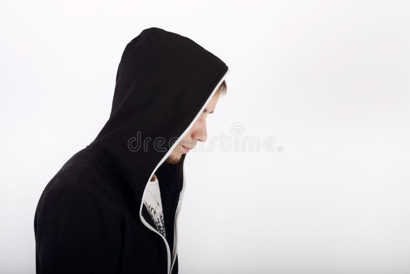 Profile of Young Man in Black Hoodies Stock Image - Image of grave ...