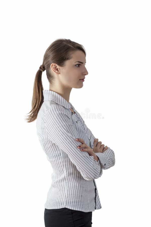 Profile of a Young Woman with Ponytail Stock Image - Image of healthy ...