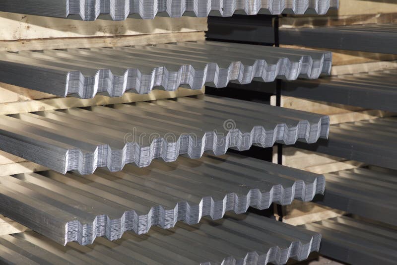 Profiled Galvanized Sheet in Packs at the Metal Products Warehouse ...
