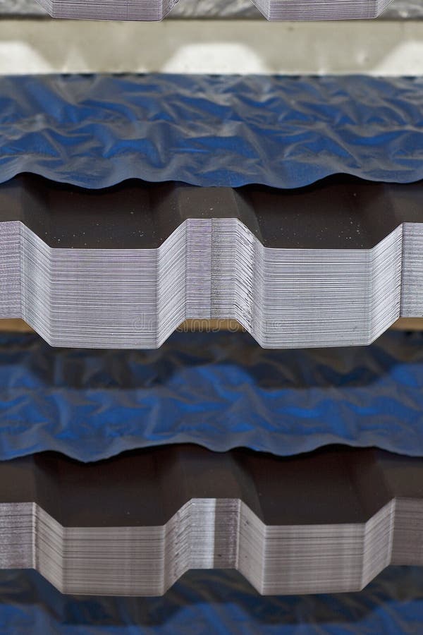Sheet of Polymer Roof Tiles. Worker Holds a Sheet of Polymer Plastic ...