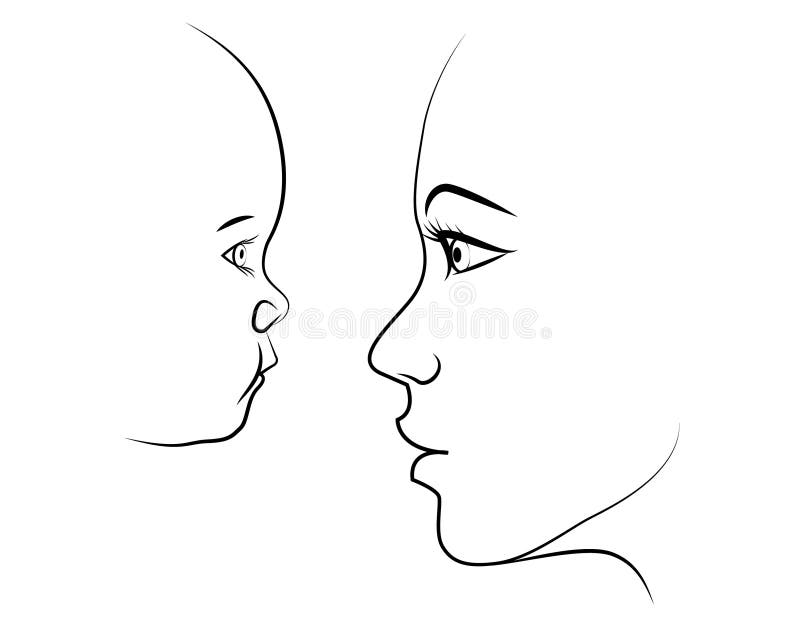 Mother and Child Face To Face Stock Vector - Illustration of beautiful ...