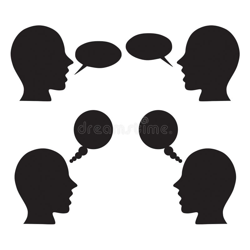 Profiles of Human Heads Facing Each Other with Speech and Thinking ...