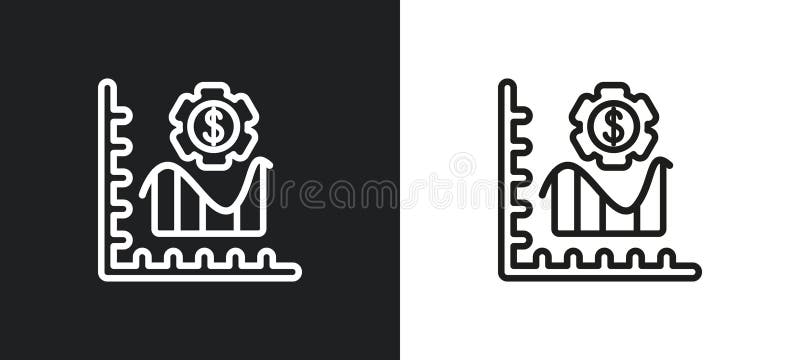 Profit Analysis Outline Icon in White and Black Colors. Profit Analysis ...