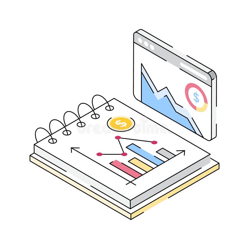 Profit Chart Icon Designed in Isometric Style Stock Illustration ...