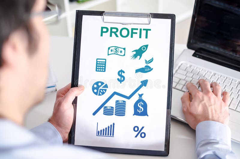 Profit concept on a tablet stock photo. Image of finance - 218608032