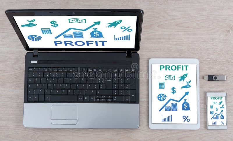 Profit concept on a tablet stock photo. Image of finance - 218608032