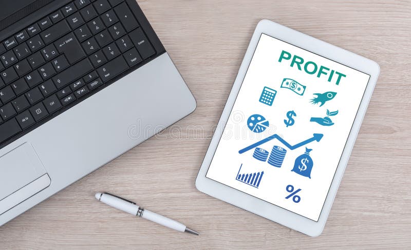 Profit Concept on a Digital Tablet Stock Photo - Image of increase ...