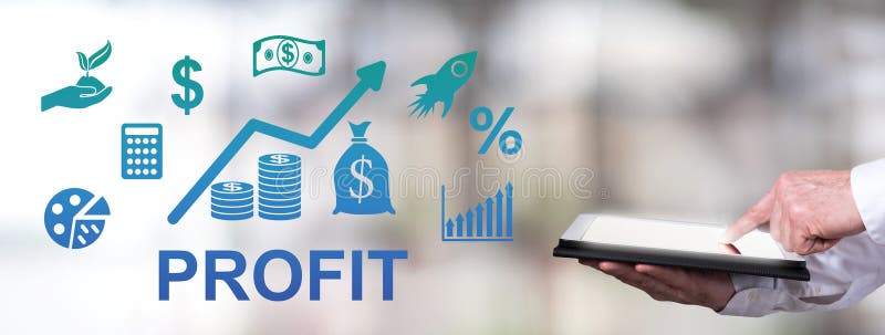 Profit concept on a tablet stock photo. Image of finance - 218608032