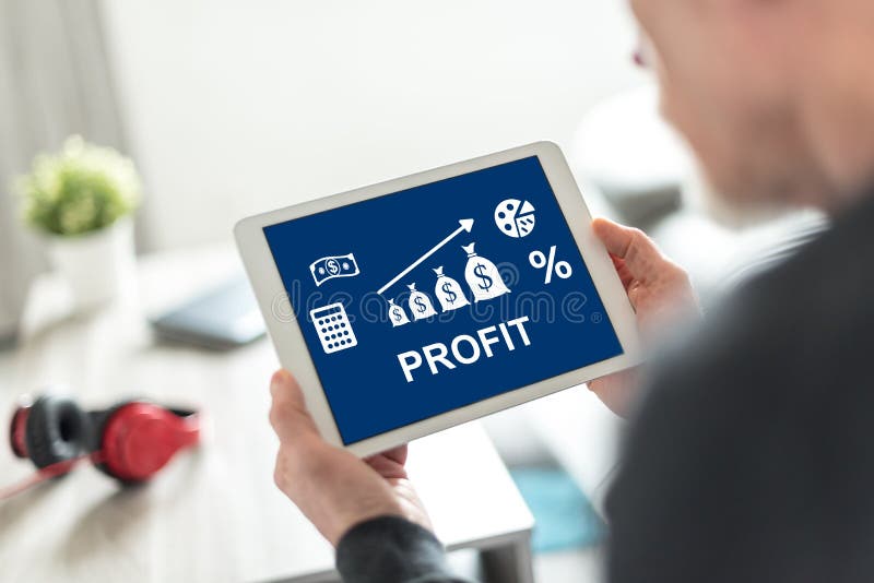 Profit concept on a tablet stock photo. Image of finance - 218608032