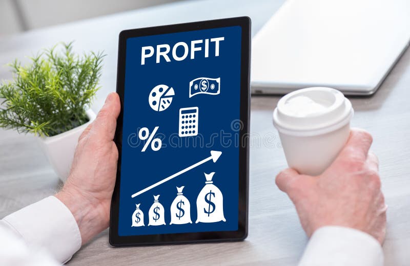 Profit concept on a tablet stock image. Image of economic - 273653391