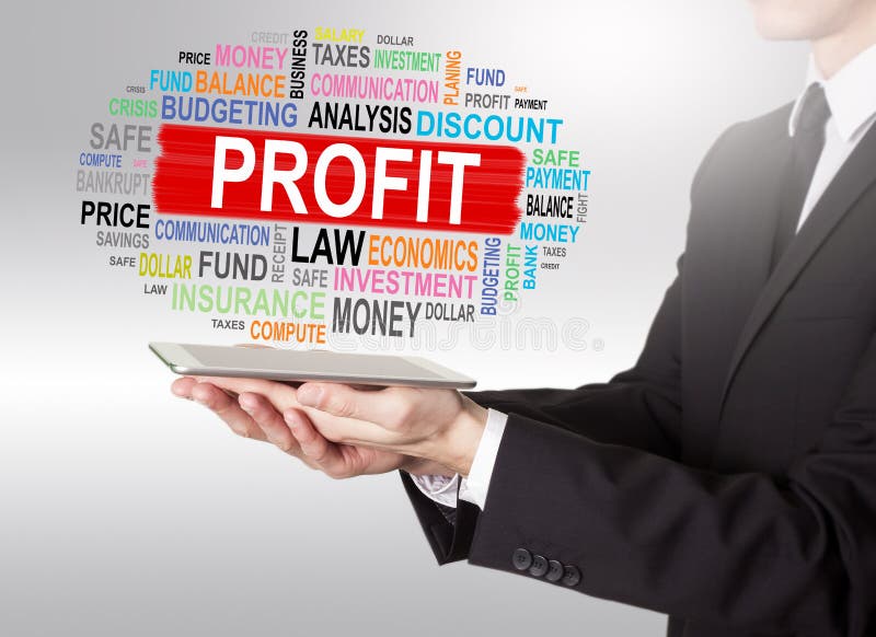 Profit Concept, Young Man Holding a Tablet Computer Stock Photo - Image ...