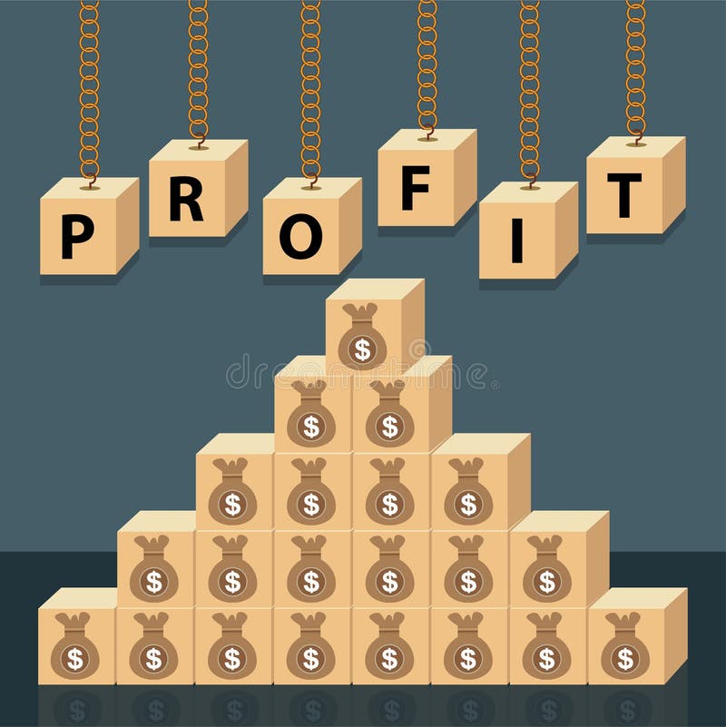 Profit: Cube Words, Positivity, Vector Illustration Design for Graphics ...