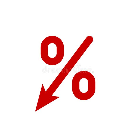 Profit Decrease Fall Arrow and Percent Icon. Vector GDP Profit Loss Arrow Down Stock Vector ...