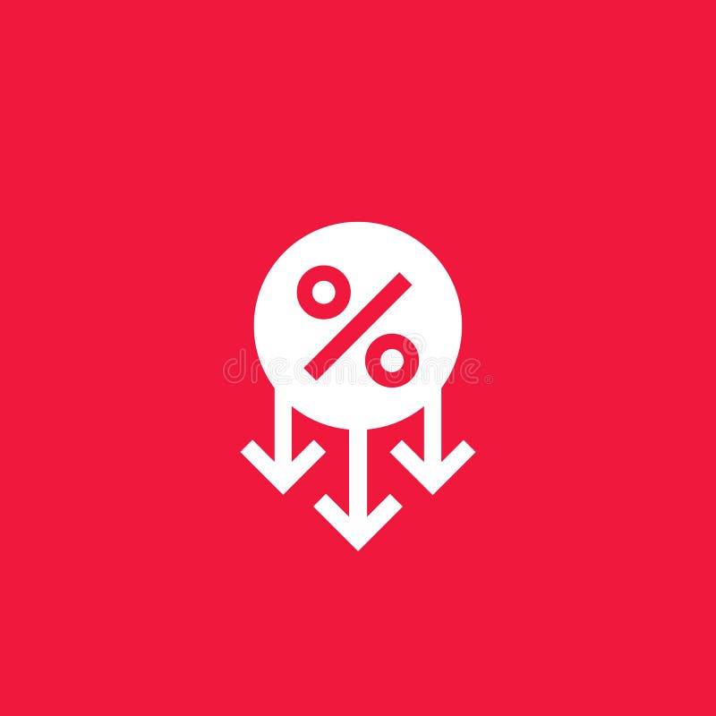 Profit Decrease, Percent Down Vector Icon Stock Vector - Illustration of loss, icon: 191454199