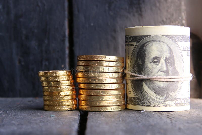 Graph of Profit Growth from Gold Coins. Vintage Style Stock Photo ...