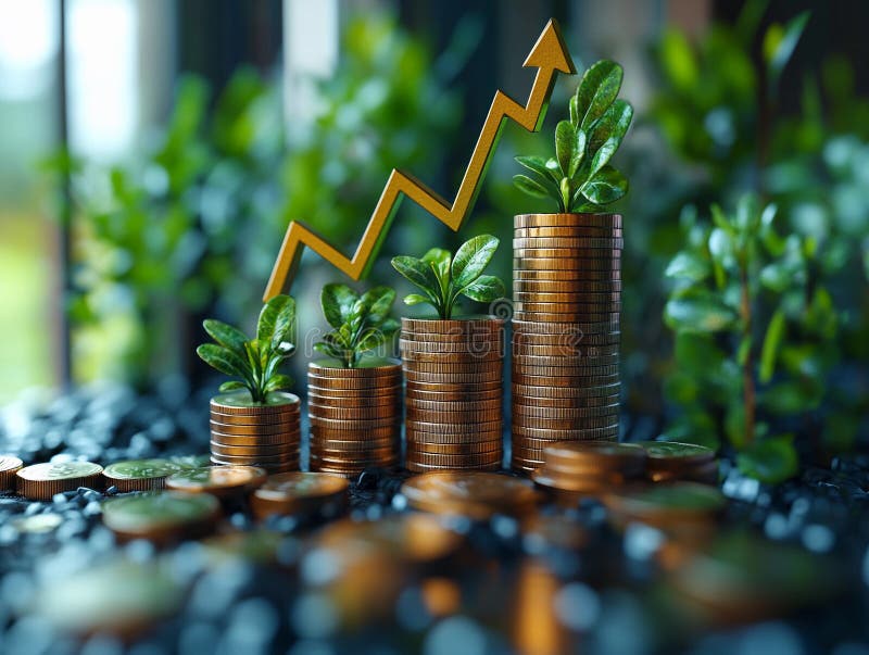 Profit Growth, Profit Growth Graph from Coins Stock Illustration ...