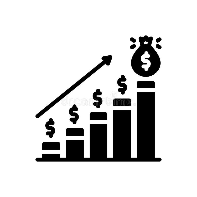 Black Solid Icon for Profit, Analytics and Banking Stock Vector ...