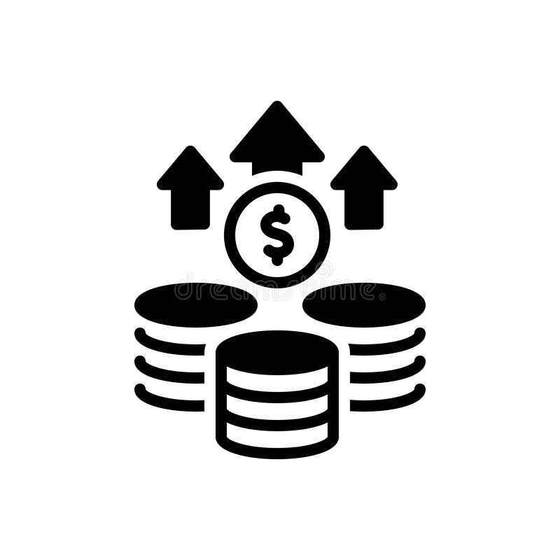 Black Solid Icon for Profit, Coins and Finance Stock Illustration ...