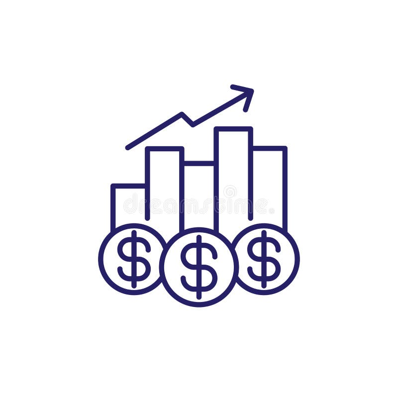 Income Growth, Growing Profit or Money Line Icon Stock Vector ...