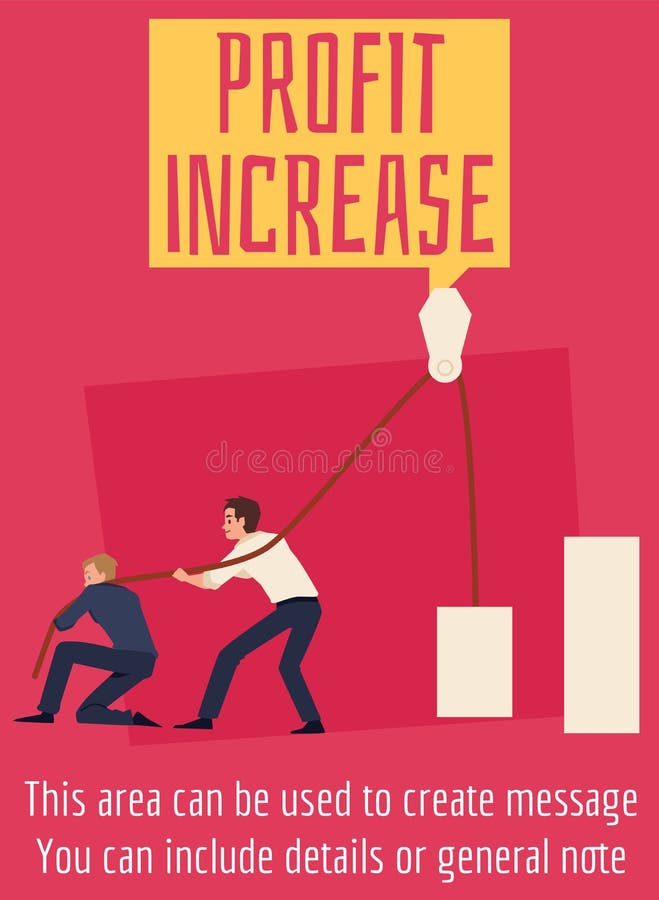 Profit Increase Banner with People Lifting Graphs, Flat Vector ...
