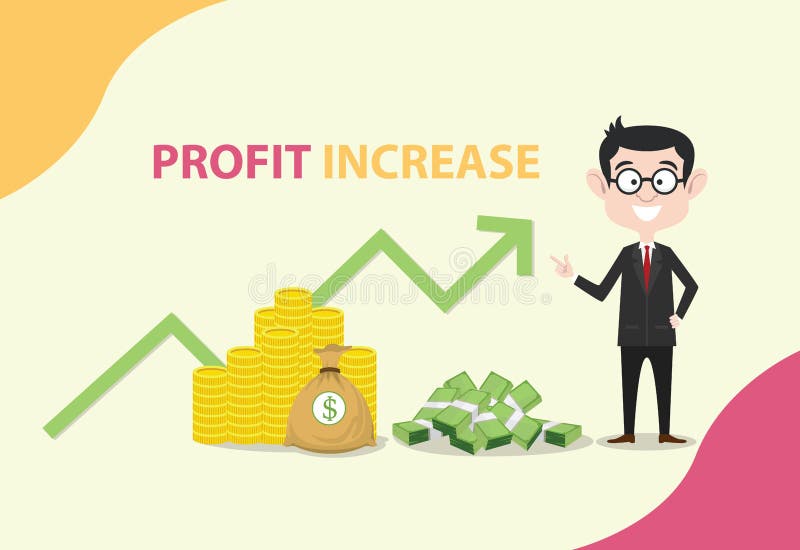 Profit Increase with Business Man Standing with Money and Graph ...