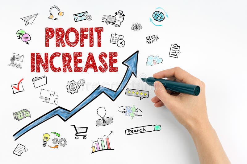 Profit Increase Concept. Hand with Marker Writing Stock Photo - Image ...