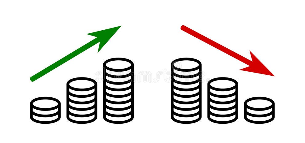 Profit Increase and Decrease Graph Stock Vector - Illustration of currency, business: 302699662
