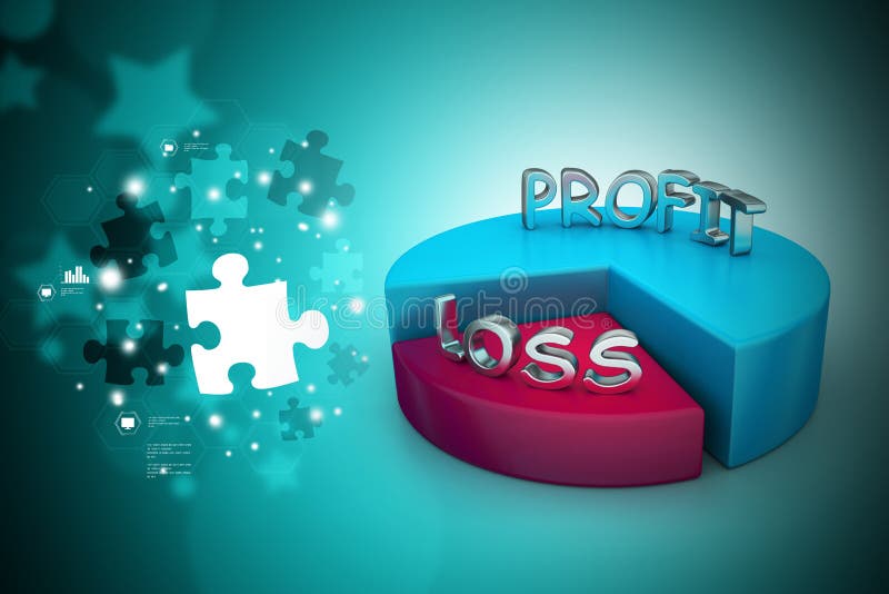 Profit and Losses Pie Chart Stock Illustration - Illustration of hour ...