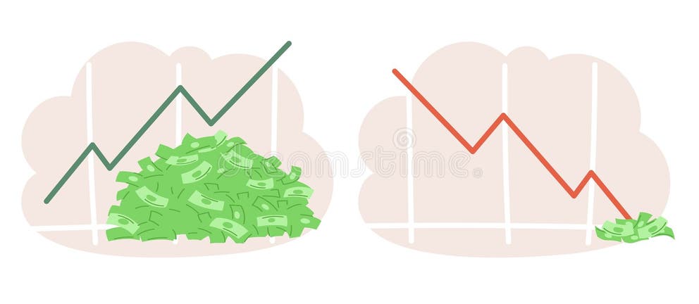 Profit Rise and Fall Graph. Infographic with Up and Down Arrow ...
