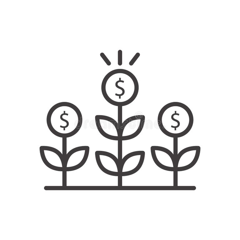 PROFIT Stroke Icon in Black Stock Vector - Illustration of sales, icon ...