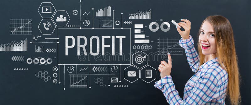 Profit with young woman stock illustration. Illustration of profit ...