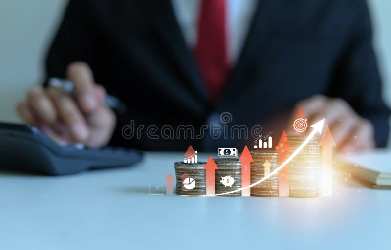 Profitable Investment Concept, Businessman Using Calculator To ...