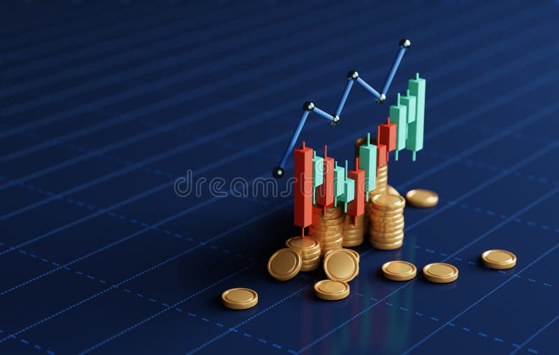 Profitable Stock Trading Concept Candlestick Chart 3D Render Stock ...