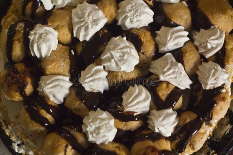 Profiterole cake stock image. Image of tasty, sweet, cooking - 98942359