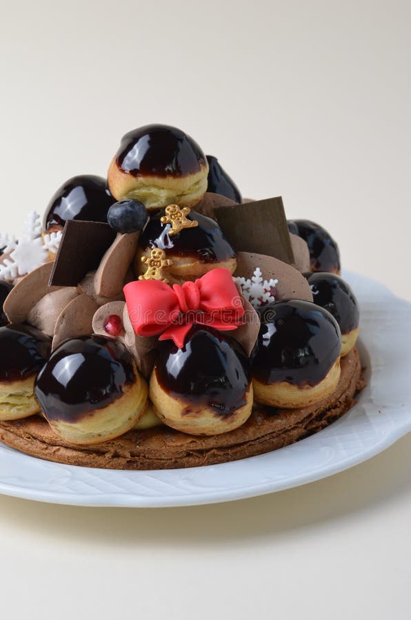 Profiterole Cake St Honore Christmas Decorations Bright Background ...