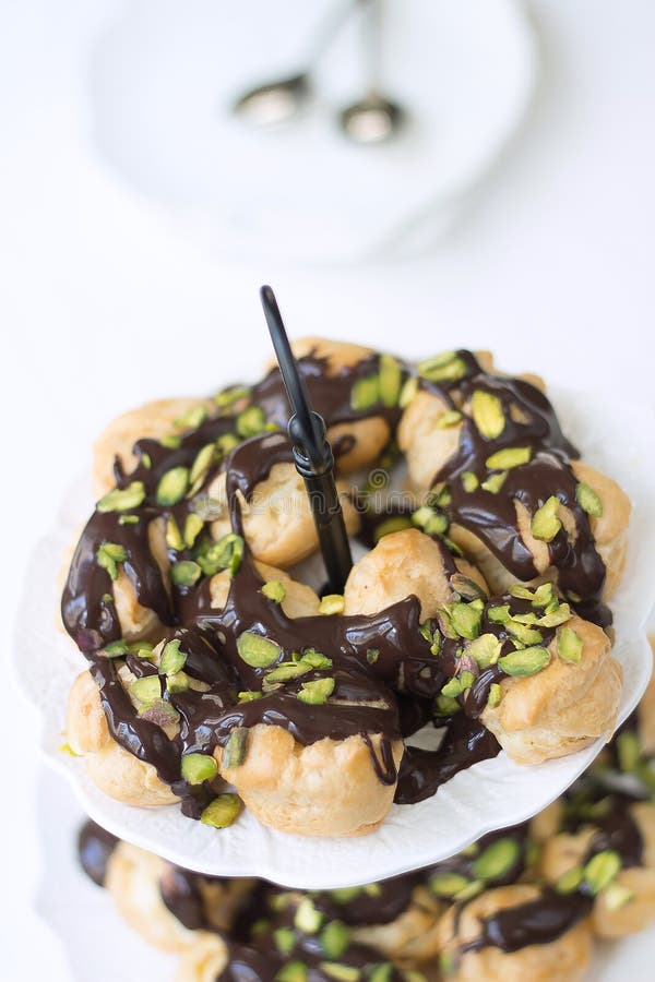 Pistachio profiterole stock photo. Image of pastry, cream - 20456704