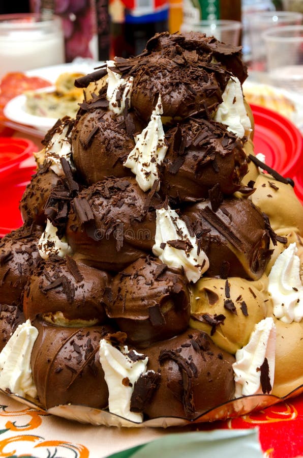 Profiteroles cake stock photo. Image of chocolate, sicily - 31108542