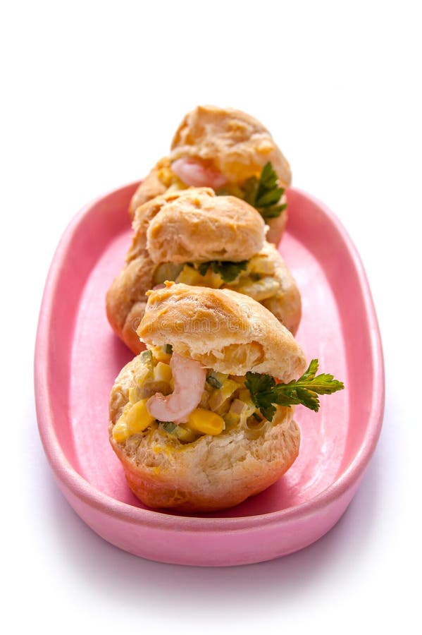 Profiteroles with a shrimp stock photo. Image of cafe - 37235098