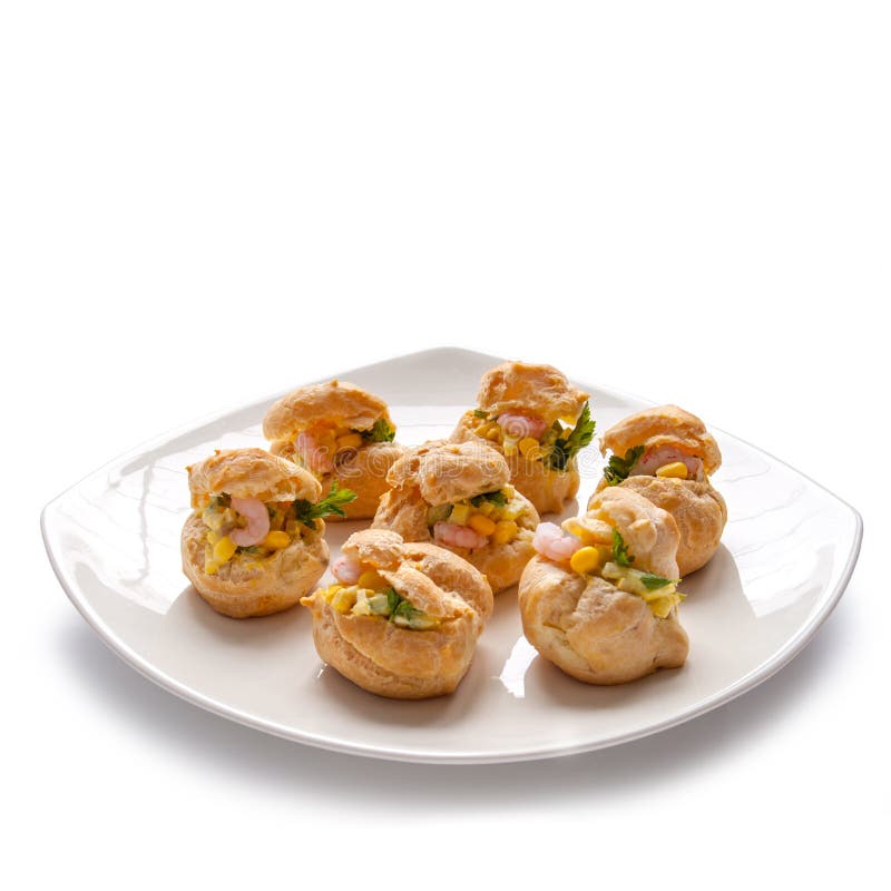 Profiteroles with a shrimp stock image. Image of bake - 37430637