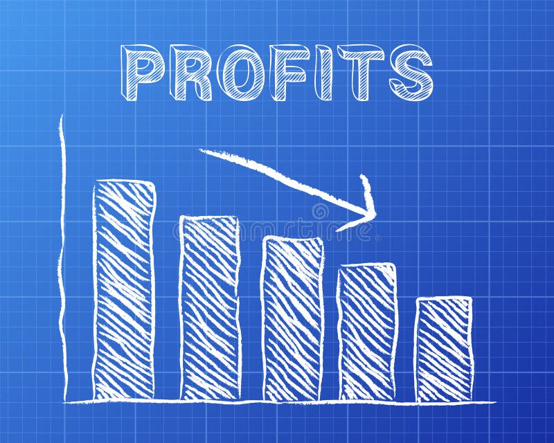 Profits Down Blueprint stock vector. Illustration of pension - 87809301