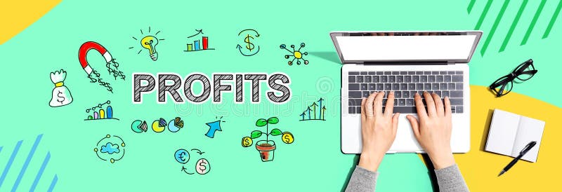Profits with Person Using a Laptop Stock Image - Image of growing, rise ...