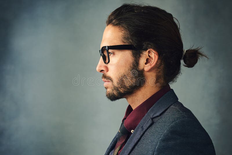 Proflie on Style. Studio Profile Shot of a Stylishly Dressed Handsome ...