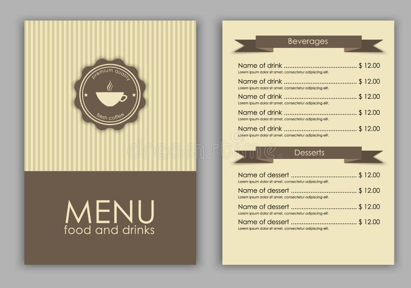 Progetti un menu per caffè illustrazione vettoriale. Illustrazione di ...